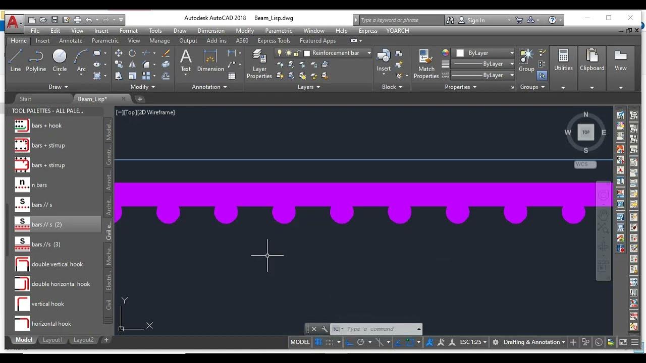 RC Beam Detailing with AutoLISP Program using the user-defined tools. - YouTube