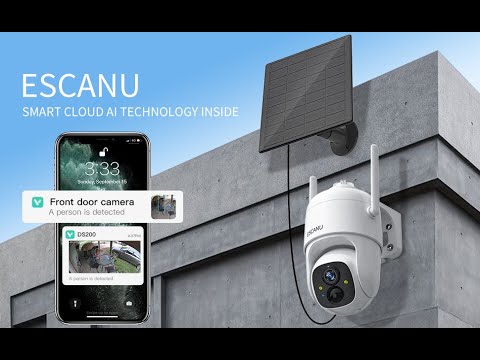 All in one camera! ESCANU Wireless Solar Outdoor Security PTZ AI Motion ...