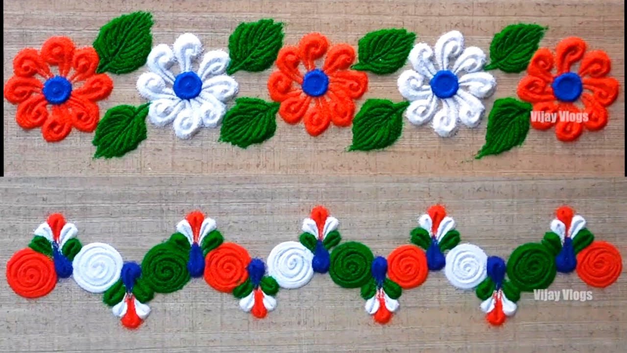 Tirang Colour Rangoli | Beautiful Indian Colour Rangoli | Vijaya Vlogs ...