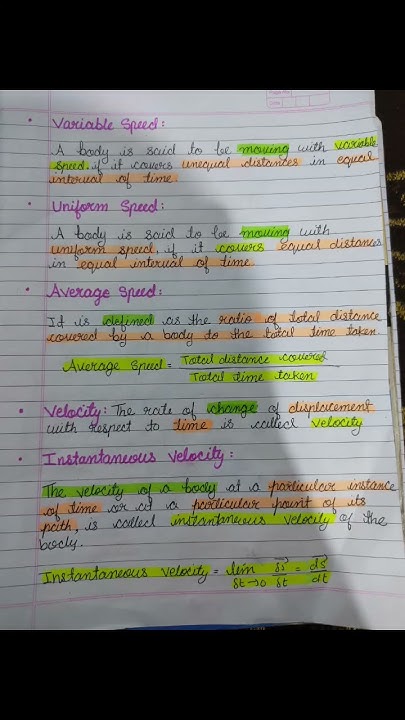 Variable speed | Uniform speed | Average speed | Velocity | Instantaneous velocity | Physics |MH ...