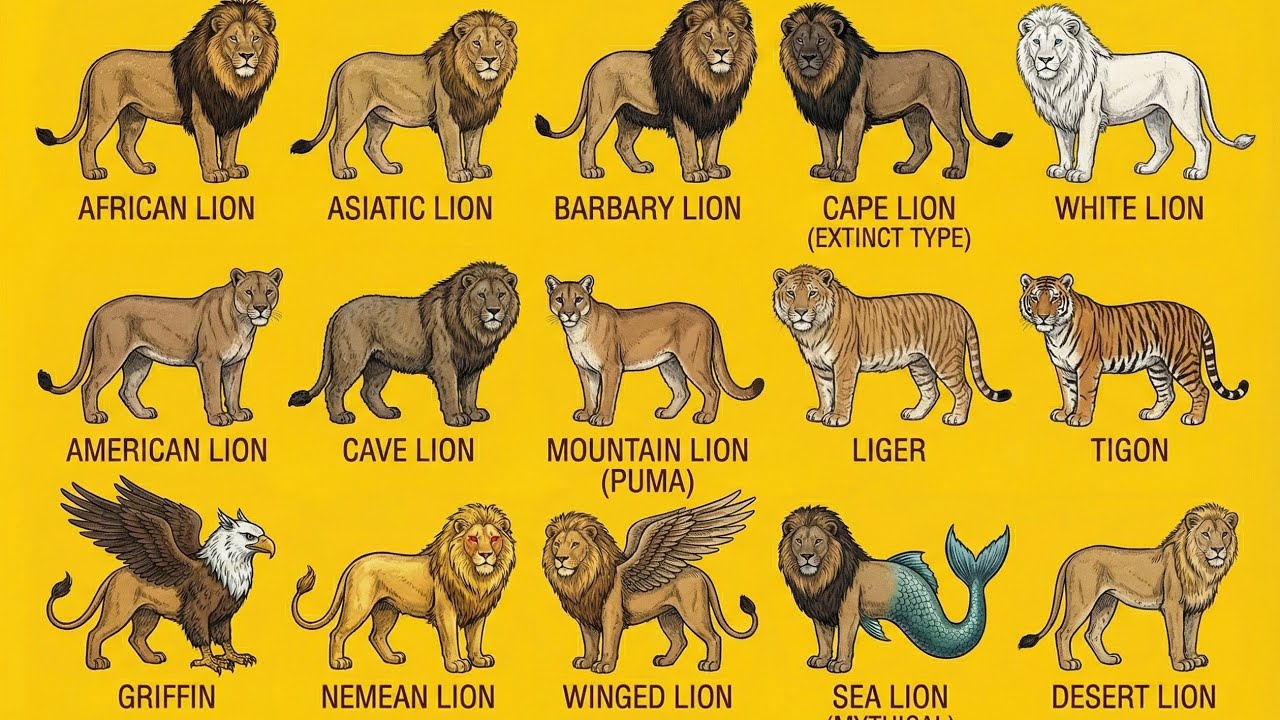 “Types of Lion | Real, Extinct & Mythical Lions Explained 🦁 | Lion ...