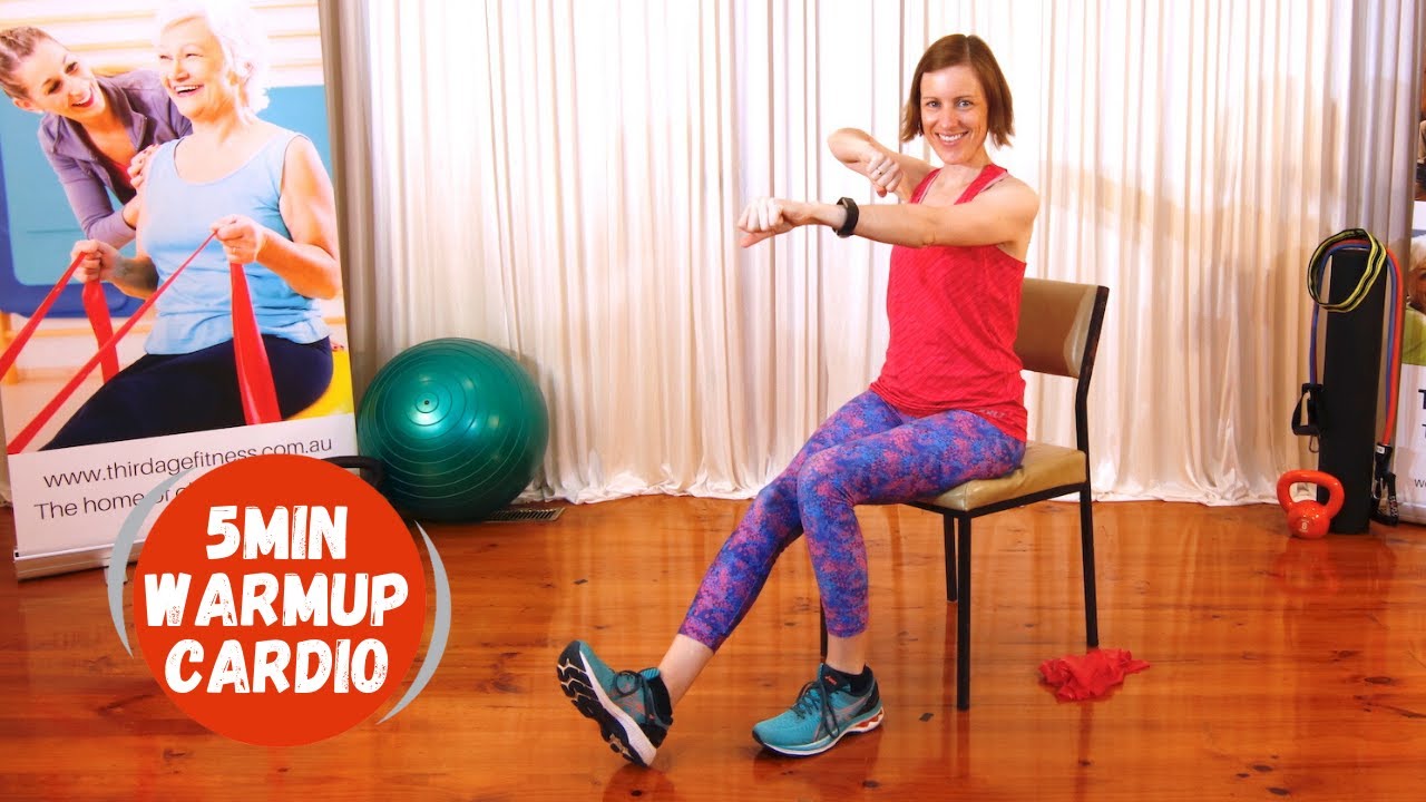5min Chair Cardio Warm-up for Older Adults & Seniors (high intensity ...
