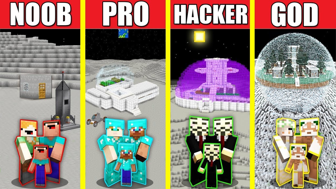 Minecraft Battle: MOON BASE HOUSE BUILD CHALLENGE - NOOB vs PRO vs ...
