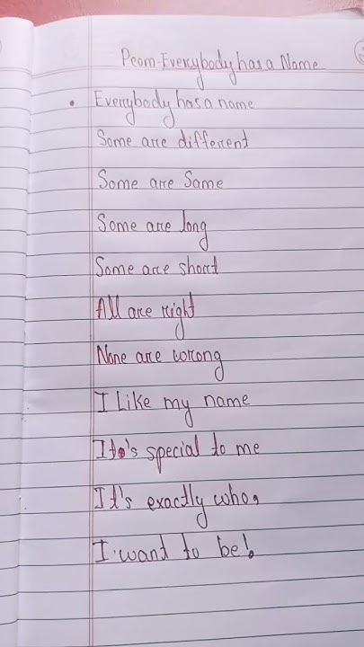 A poem- everybody has a name - YouTube