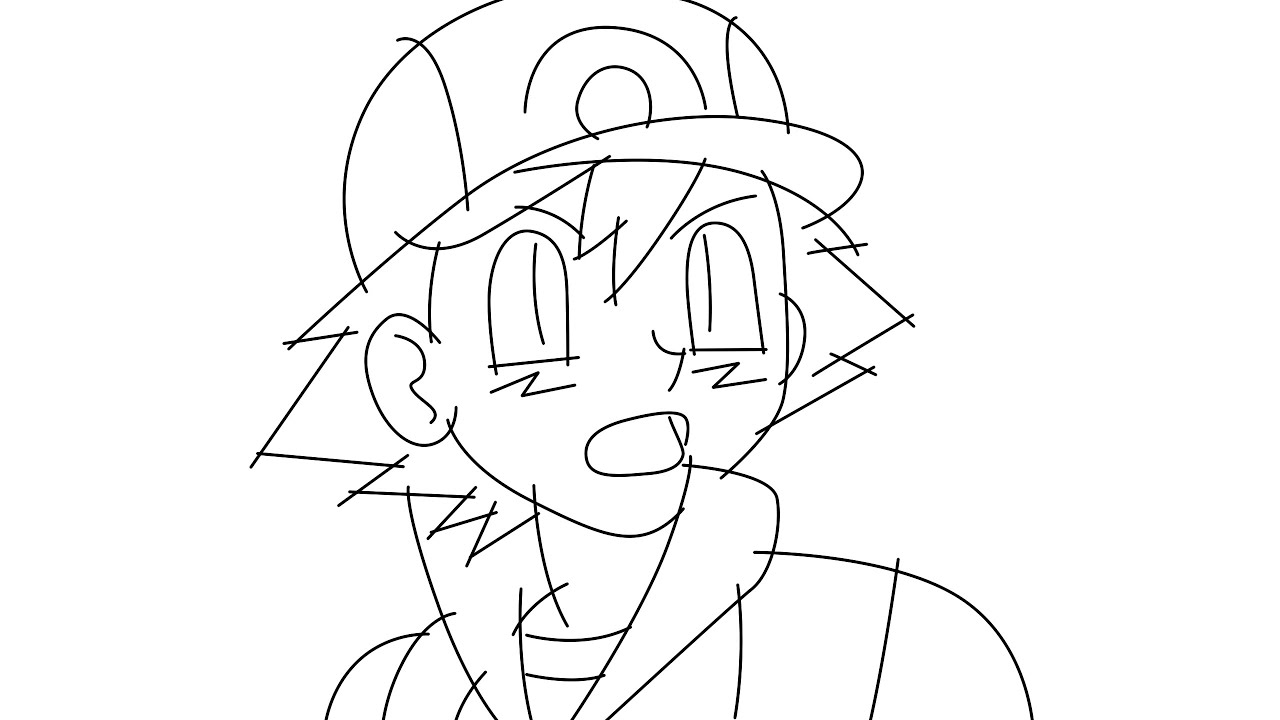How to draw Ash step by step for beginners from Pokemon - YouTube