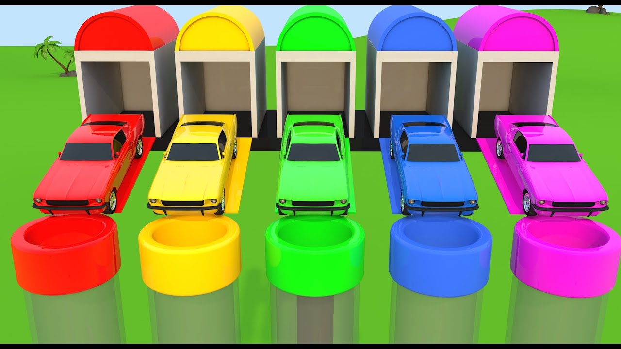 Colors Learning Video for Children With Super Cars Toys Sliding Tracks ...