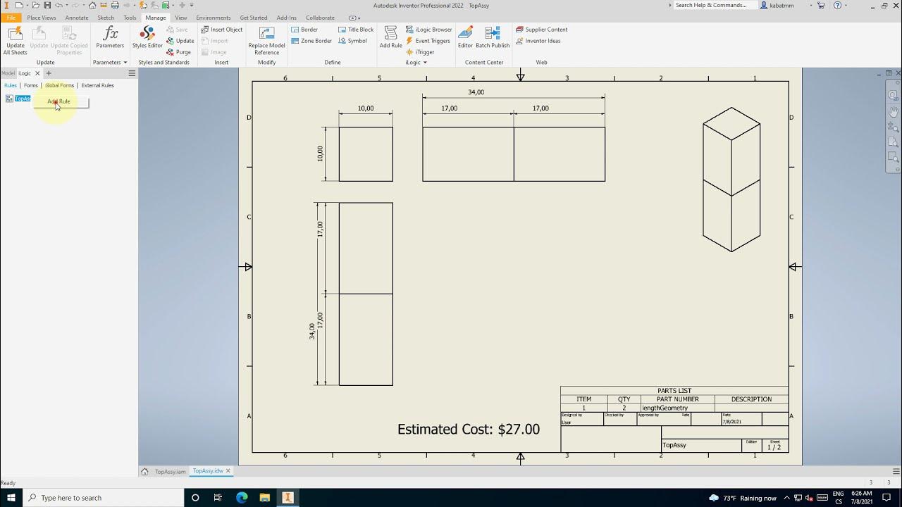 Fixing Dimensions in iLogic Drawings (Autodesk Inventor) - YouTube