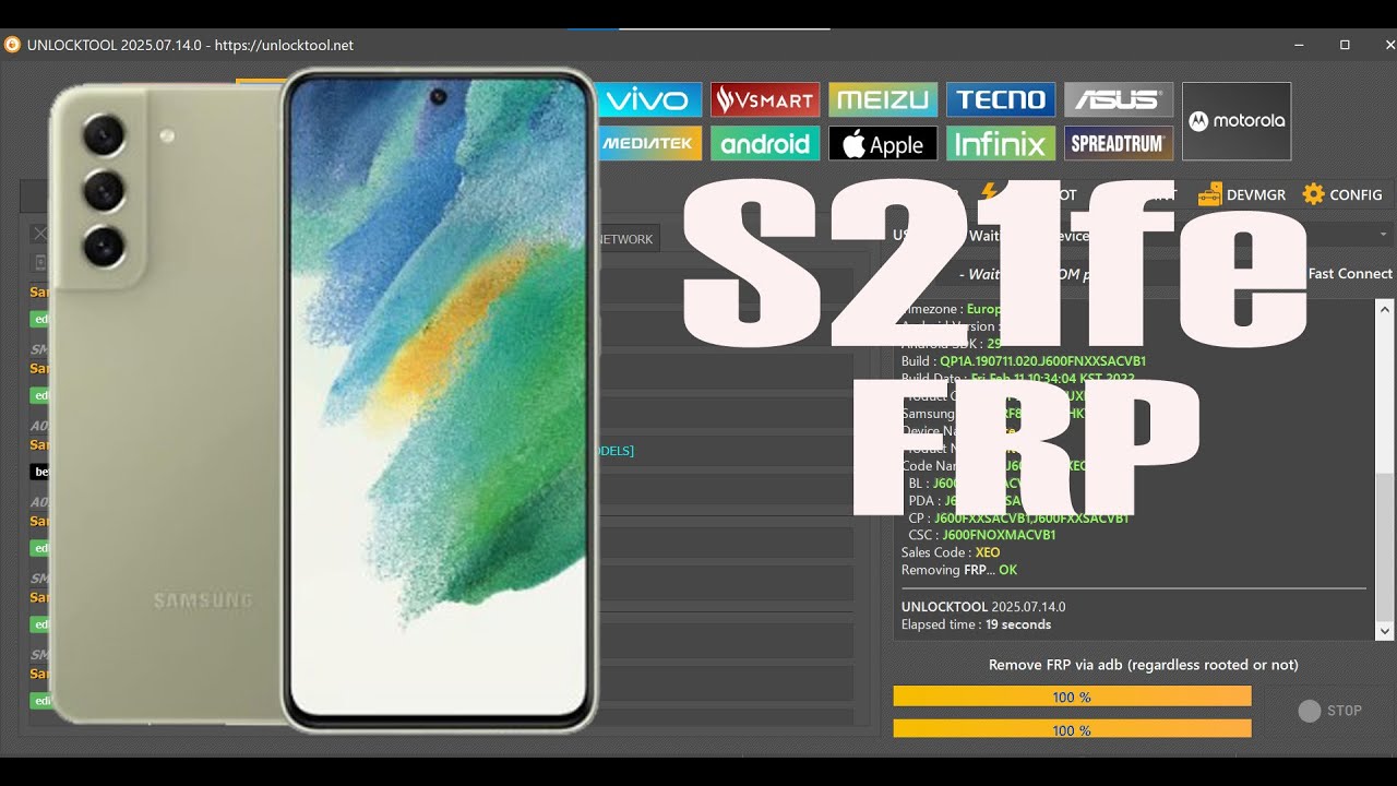 Samsung Galaxy S21fe 5G Frp Bypass Unlock tool test point - YouTube