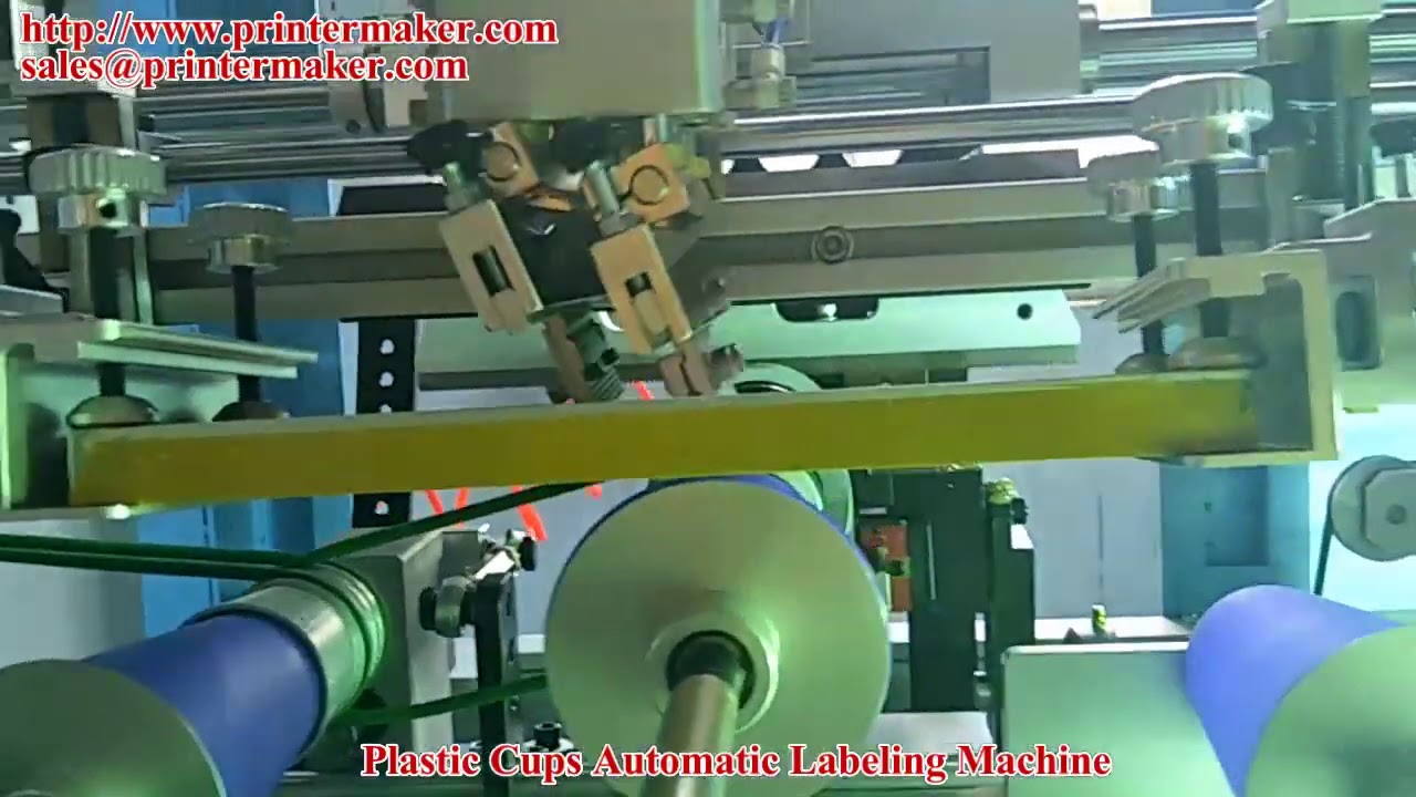 plastic cups automatic screen printing machine - YouTube