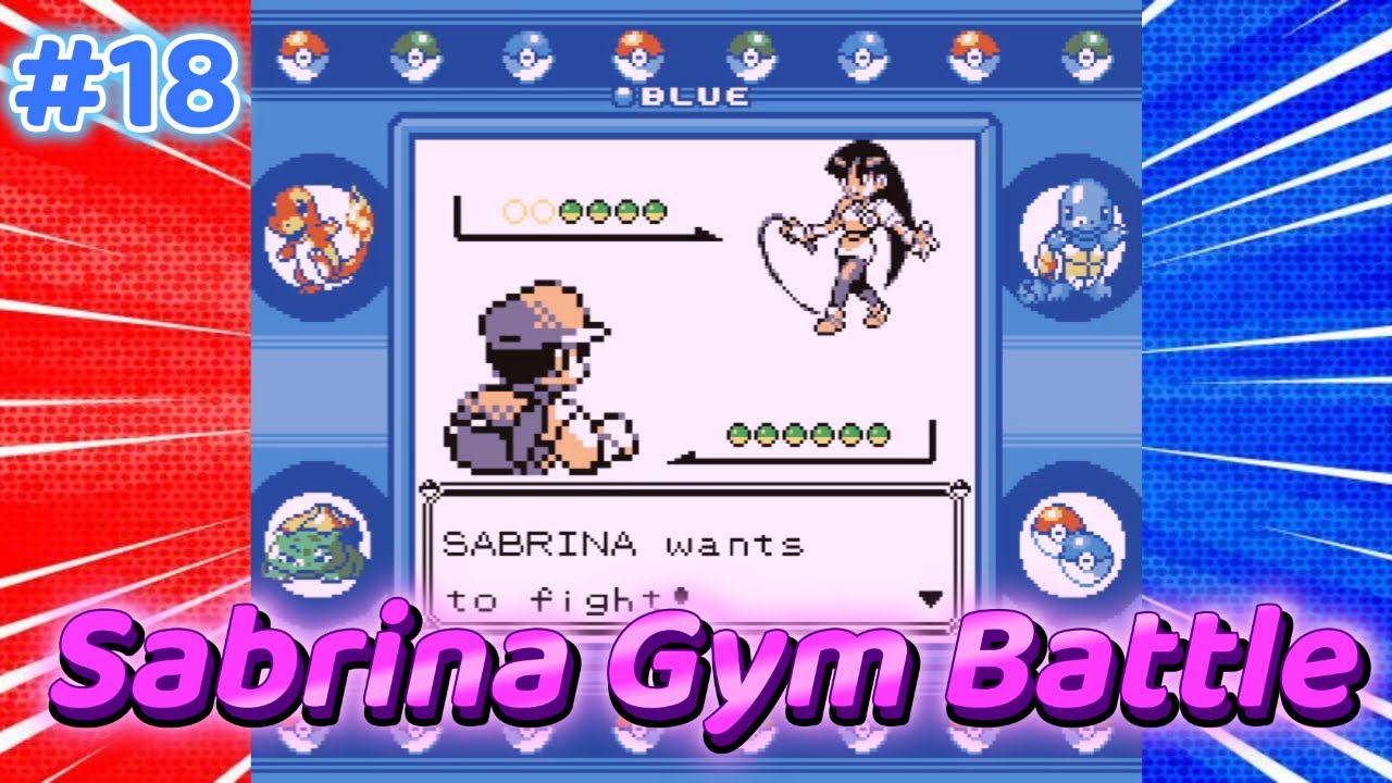 Sabrina Gym Battle Saffron City | Pokemon Red & Blue Walkthrough 18 ...