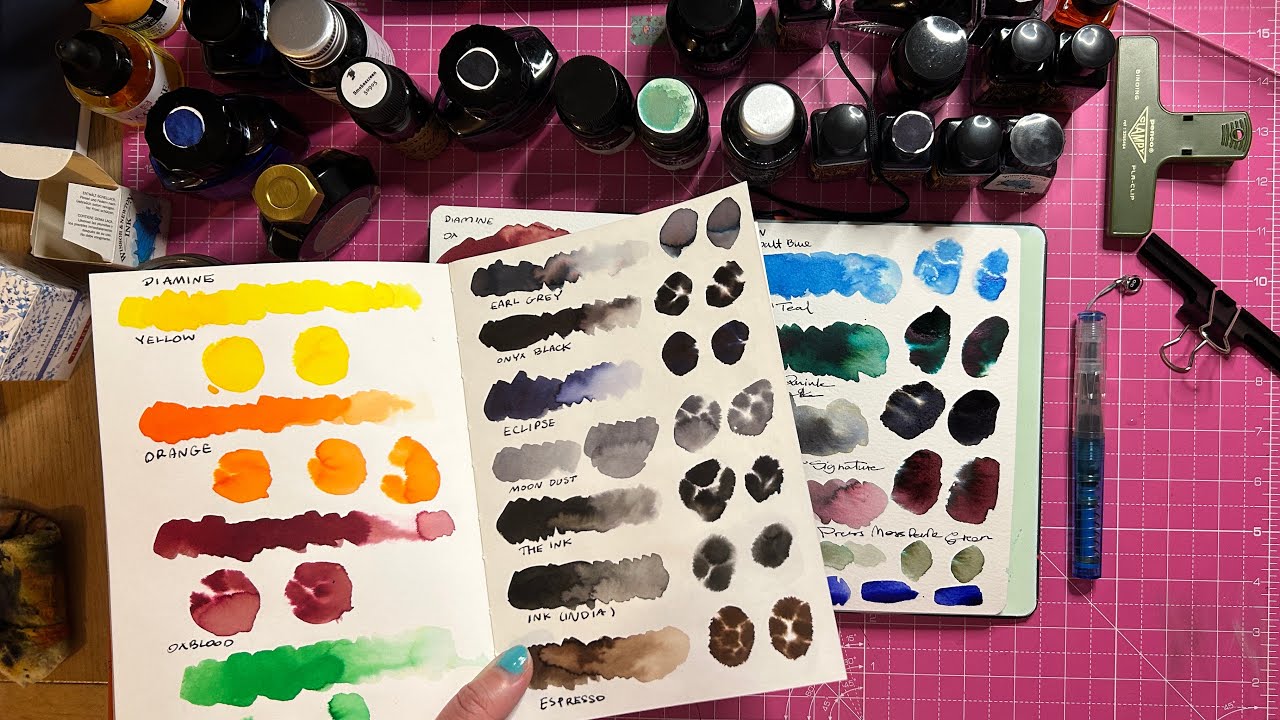 Inks Used Like Watercolours? Let’s Swatch and See Over 20 Inks - YouTube