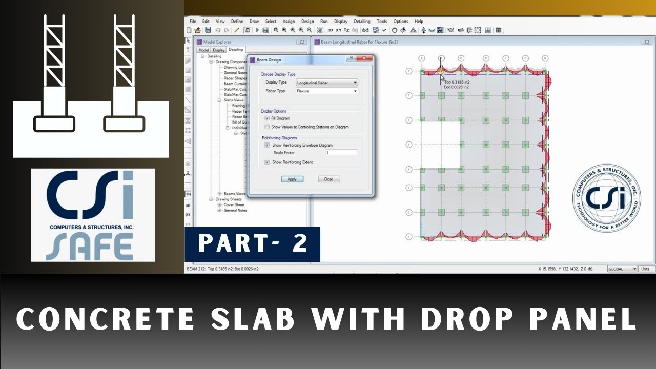 CSI SAFE Course - 07 Concrete Slab with Drop Panel Part 2 - YouTube