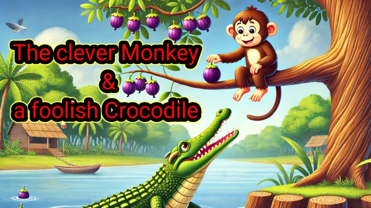 "The clever Monkey & a foolish Crocodile"#english_story_learning ...