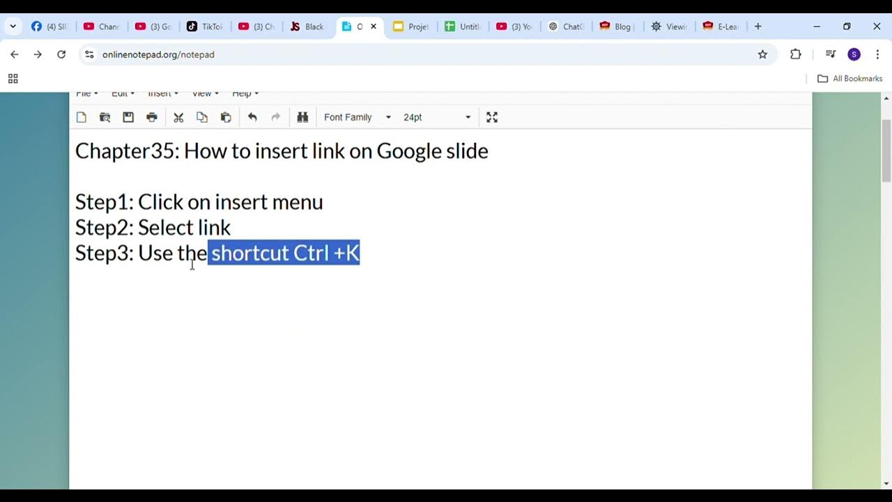 Chapter35 How to insert link on Google slide - YouTube