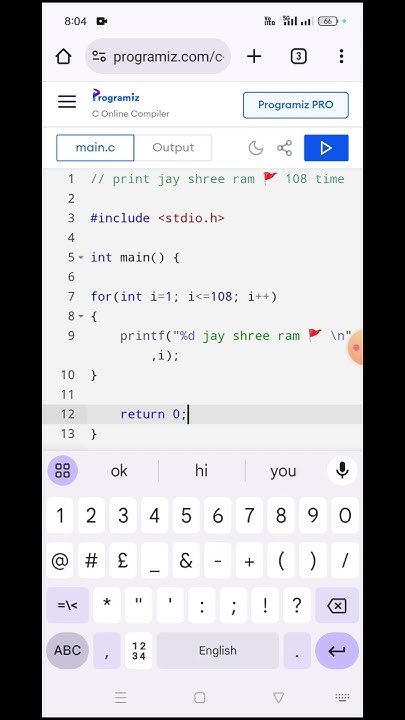 C Programming for Loop se 'Jai Shree Ram' 108 Times Print Kaise Kare | Coding Short Tutorial # ...