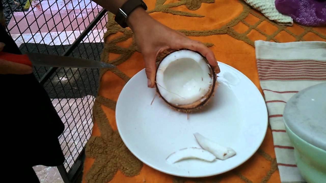 Grating fresh coconut demo - YouTube