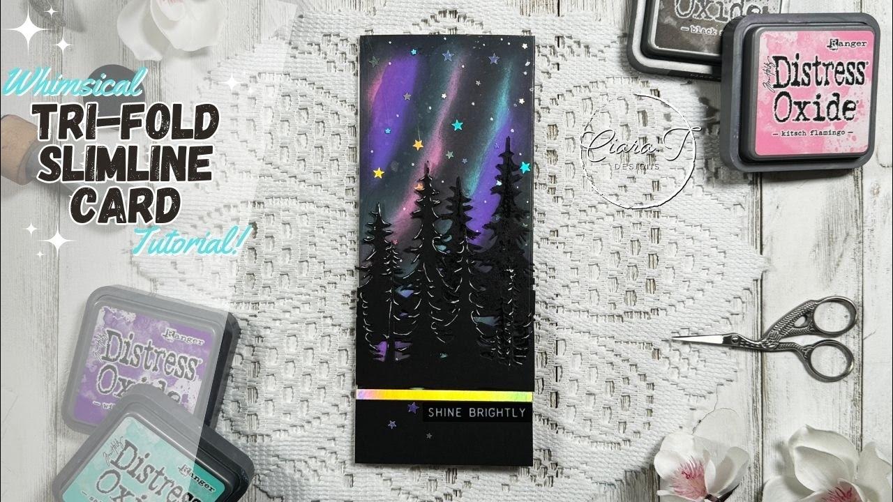 How to Create a Whimsical Northern Lights Tri-Fold Slimline Card: Step-by-Step Tutorial - YouTube