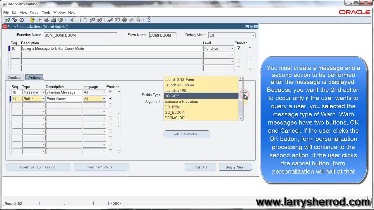 SYS Using a Built-in to start a form in Query Mode, Oracle Applications Training - YouTube