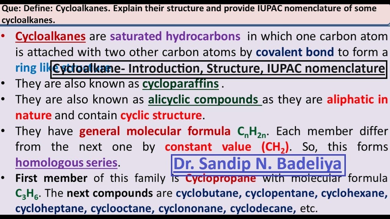 Cycloalkane- Introduction, Orbital structure, and IUPAC nomenclature ...