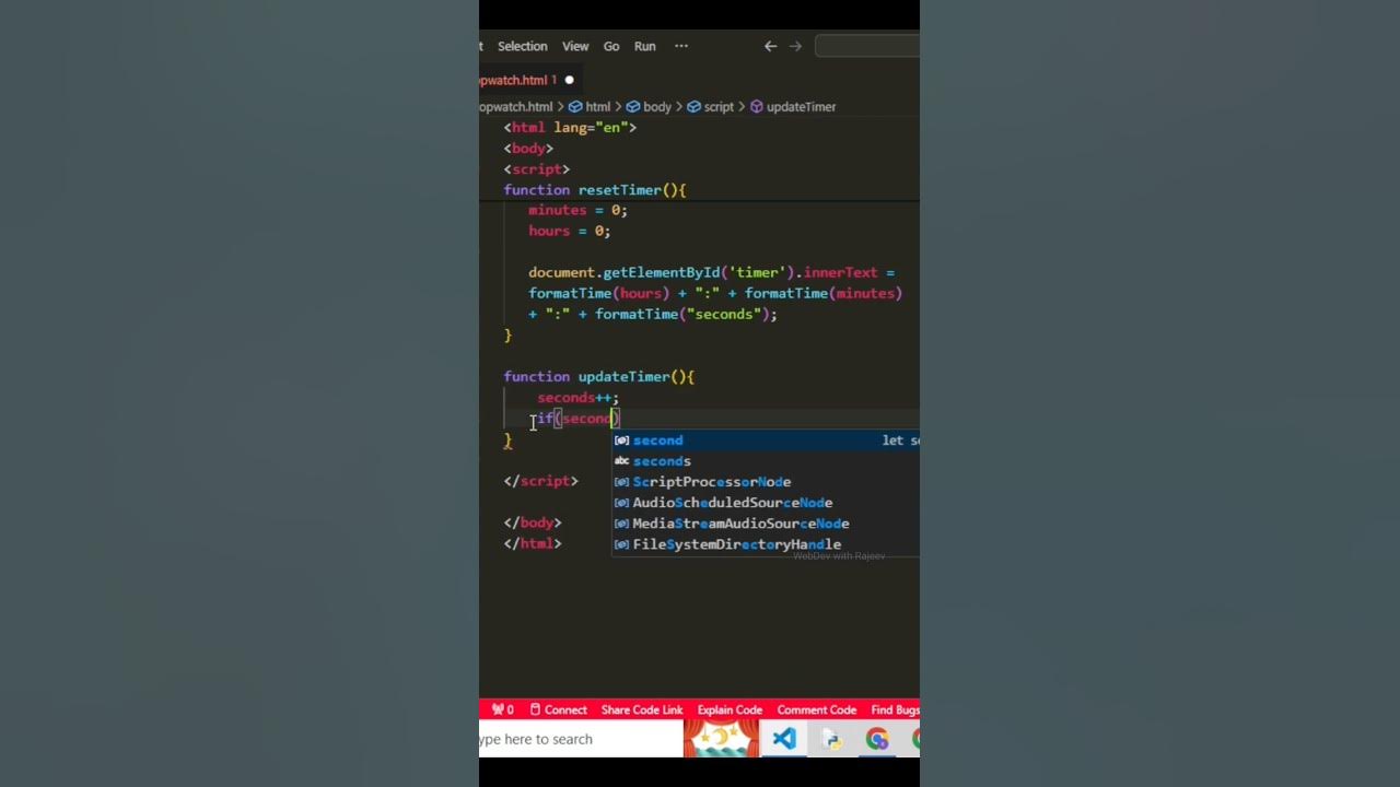 Timer Using Javascript Webdevwithrajeev Javascript Webdevelopment Coding Youtube 2191