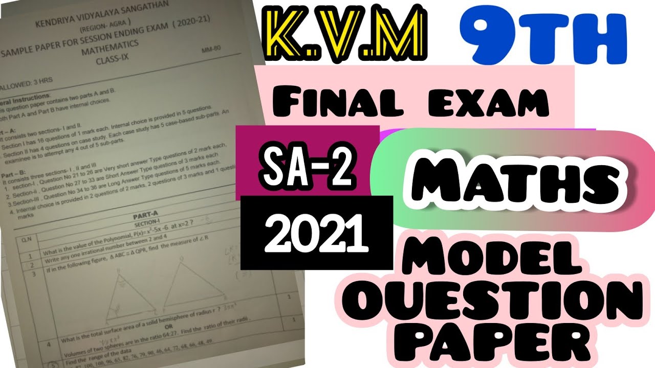 CLASS 9TH MATHS FINAL EXAM SAMPLE QUESTION PAPER 2021 - YouTube