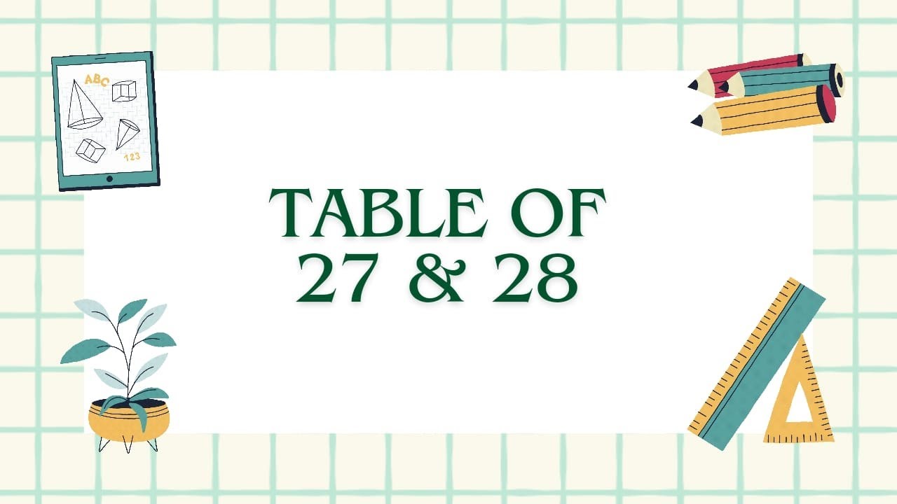 KIDS LEARNING VIDEO | Tables | 27 & 28 table | Learn tables from 27 ...