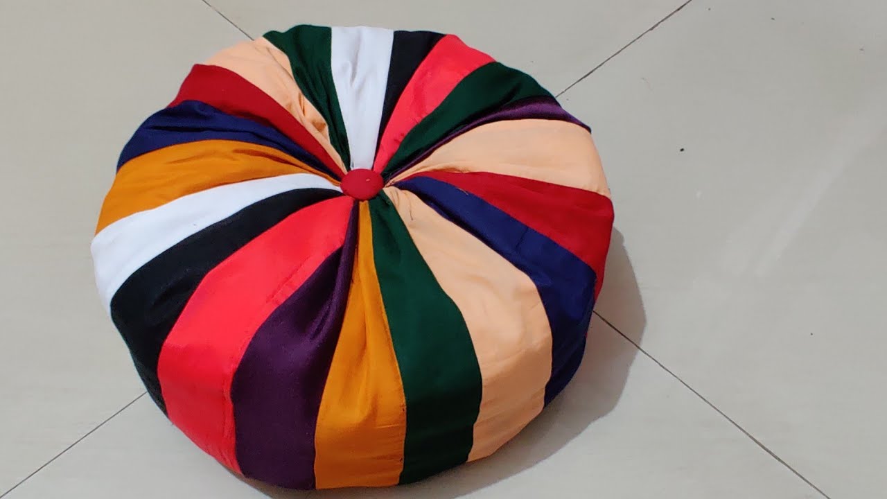 How to make multi colour round cushion || How to make designer round ...
