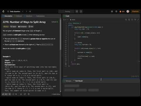 2270. Number of Ways to Split Array | C++| Simple and easy explanation| Leetcode daily question ...