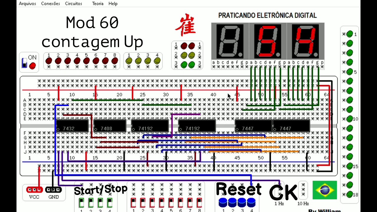 CI 74192 Contador Up mod60 - YouTube