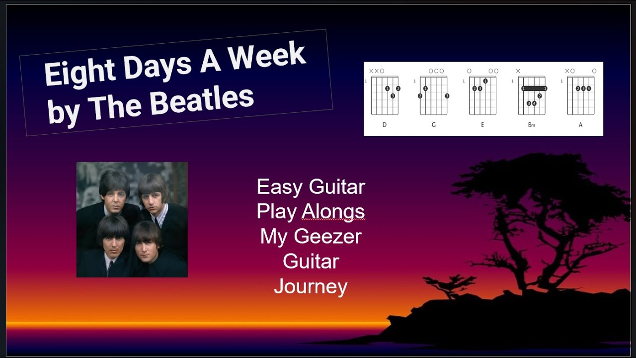 Eight Days A Week by The Beatles easy guitar play along with lyrics and ...