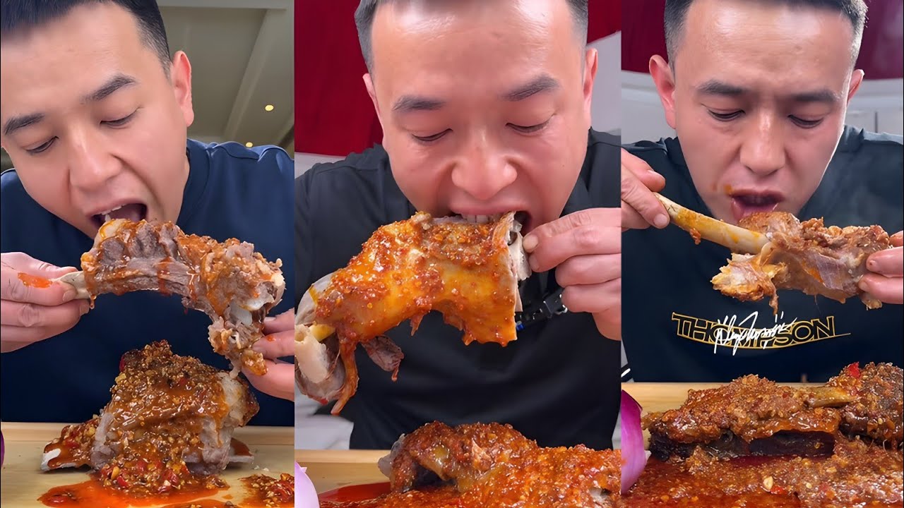 Mukbang asmr spicy food eating| Lamb teak| big steak| Chops| Beef ...