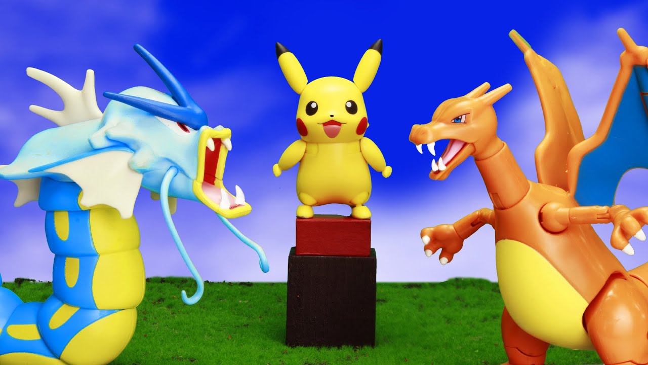 Pokemon Battle Charizard vs Gyarados Figure Pikachu Stop Motion - YouTube