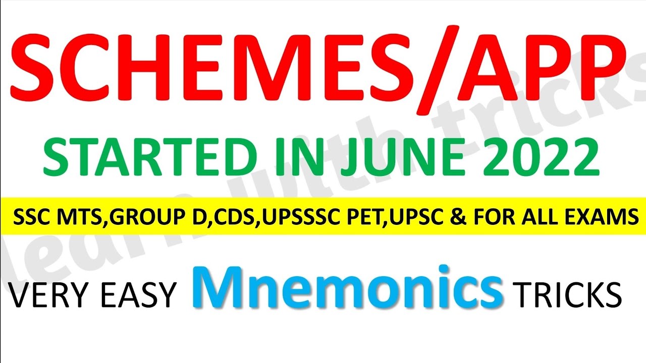 Schemes/App launched in June||2022||Mnemonics Tricks🔥||For all Exams ...