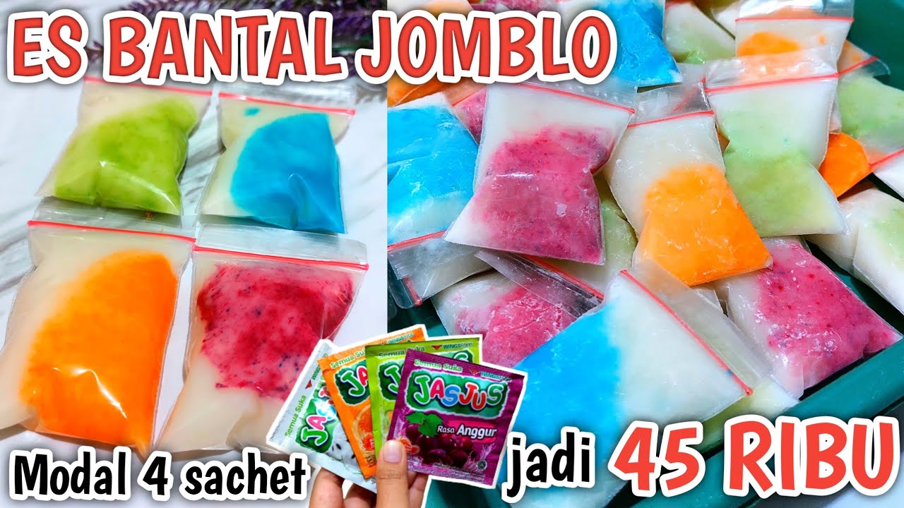 BARU BEKU UDAH HABIS DISERBU!! RESEP ES BANTAL JOMBLO | MODAL 4 BUNGKUS ...