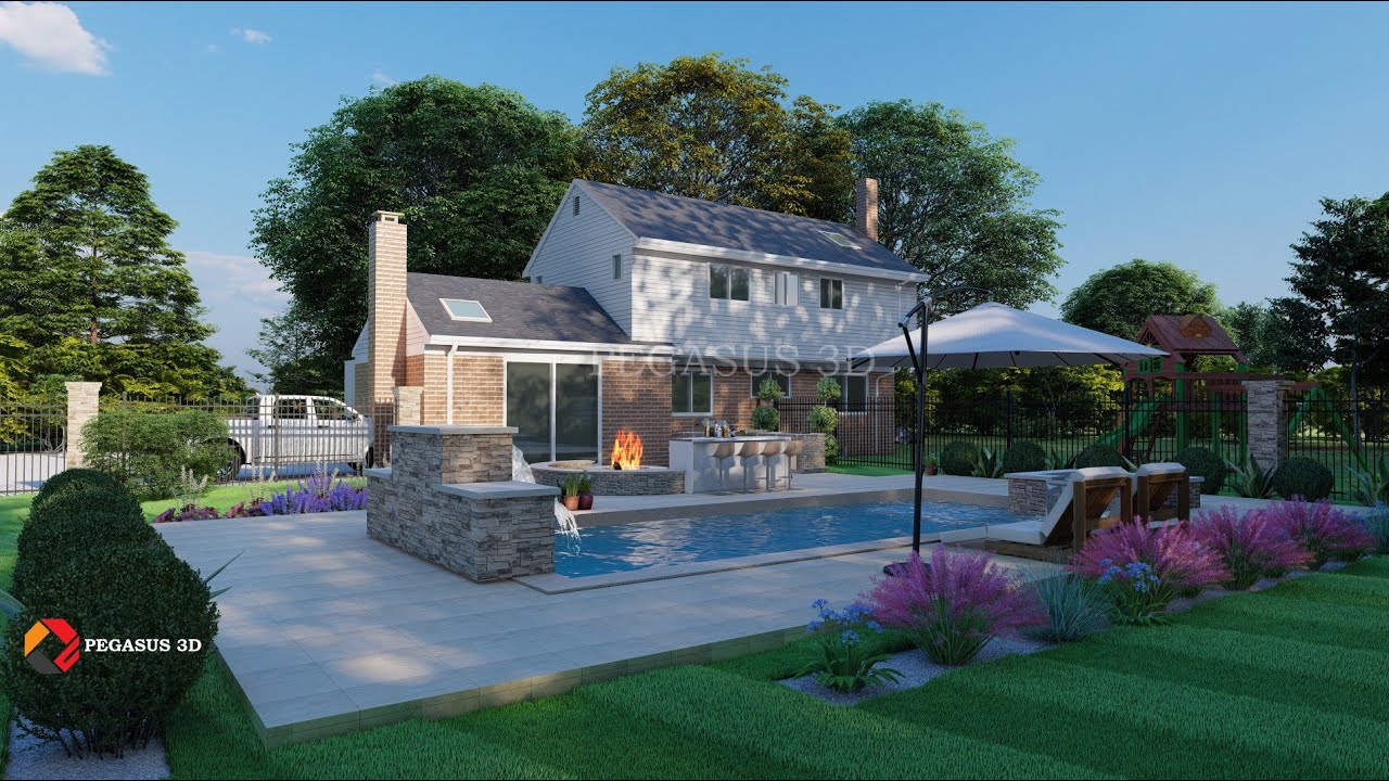 3D Landscape/Hardscape Design Walkthrough#14 | SketchUp + Lumion 10.5 ...