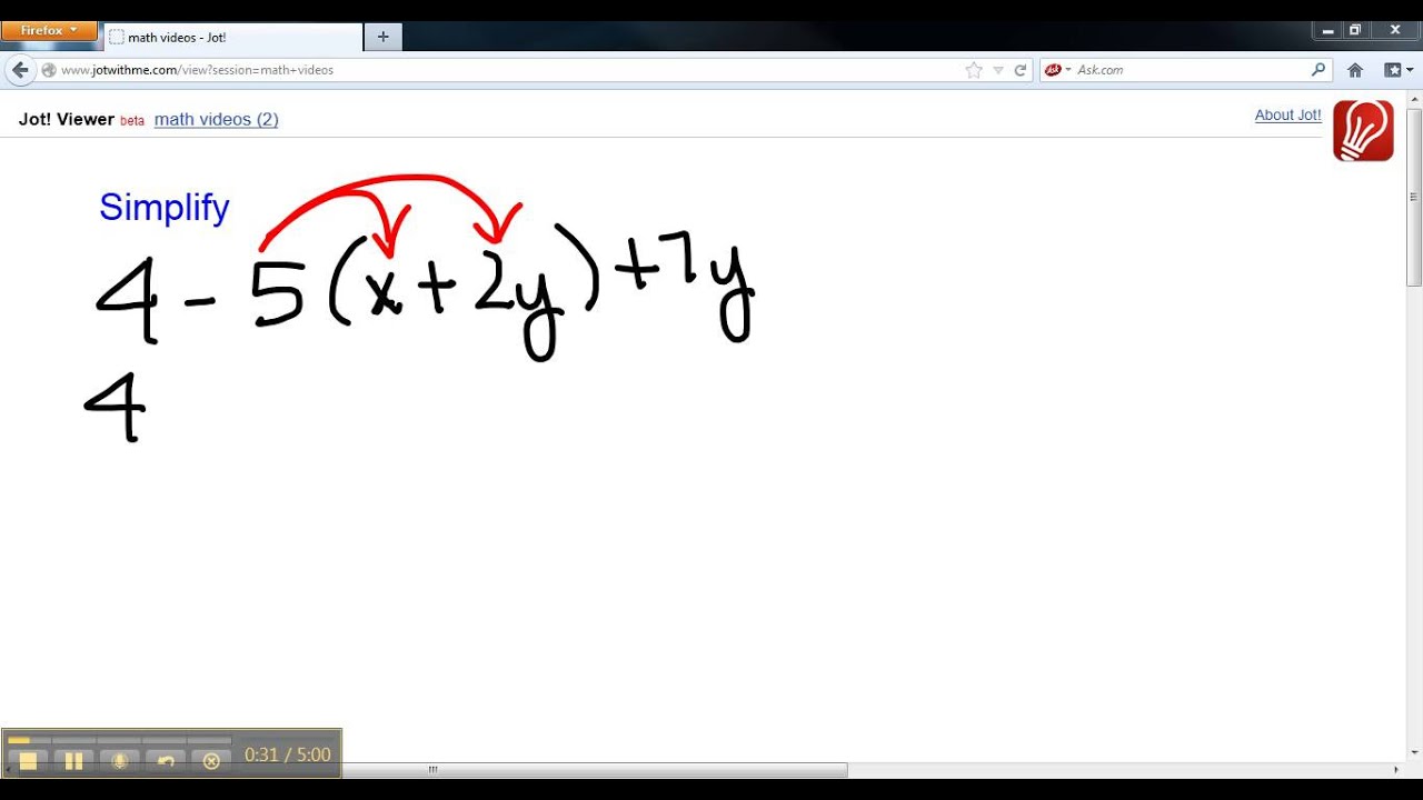 Simplify 4 5 x 2y 7y YouTube