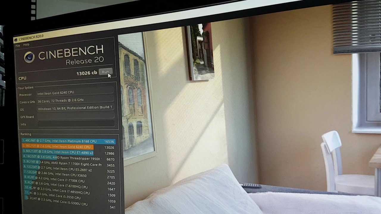 Dual Intel® Xeon® Gold 6240 Cinebench R20 benchmark / 36 cores / 72 ...