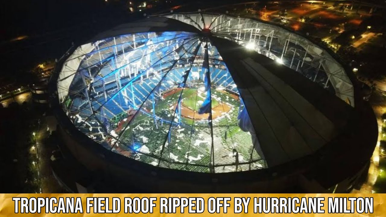 Tropicana Field Roof Ripped Off by Hurricane Milton | Shocking Footage ...