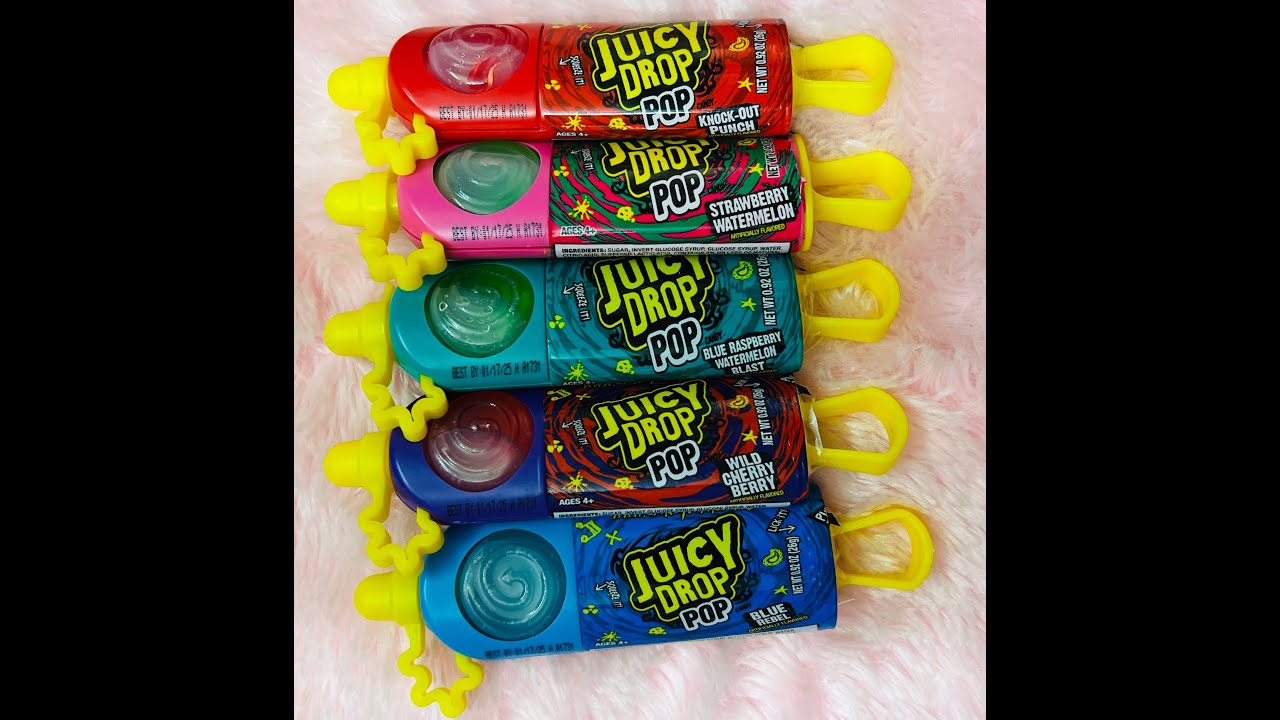 Juicy Drop Pop Sour Lollipop candy unboxing - YouTube