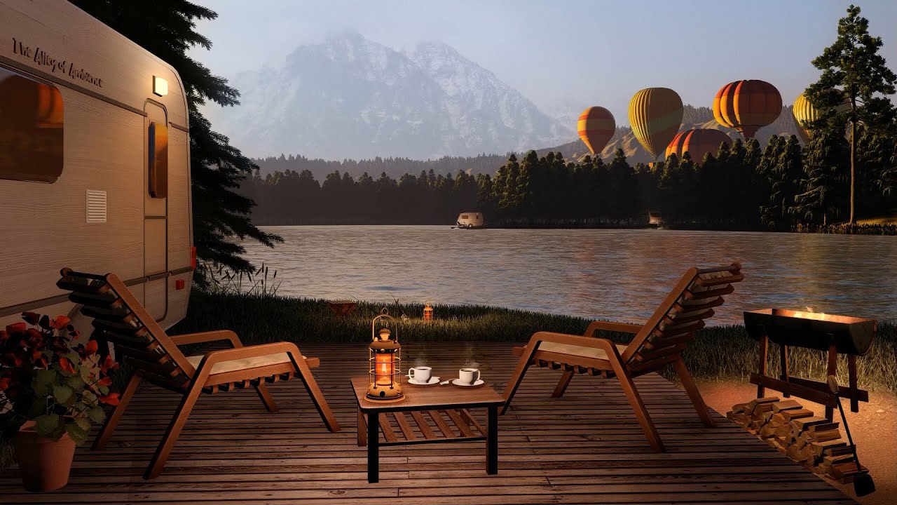 Cozy Camping by the Forest Lake Ambience with Relaxing Campfire ...