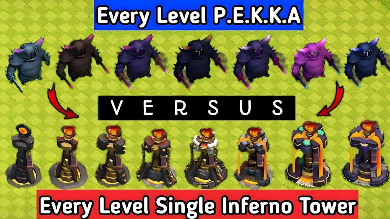 Every Level P.E.K.K.A VS Every Level single Inferno Tower | TH 15 ...
