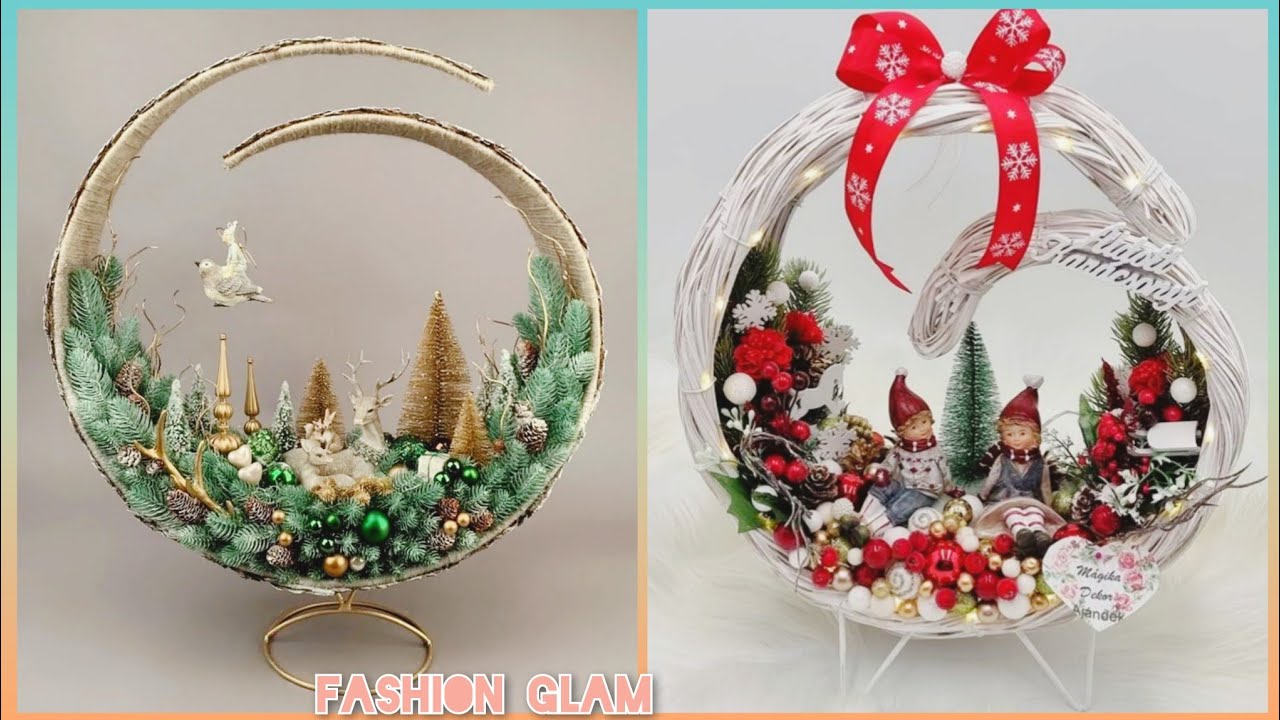DIY Christmas Hola Hoop Decor Ideas/Christmas Craft & Centerpieces ...