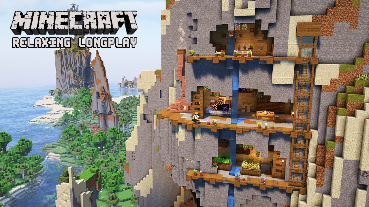 We Built a Cozy Survival Base on a Cliff - Minecraft Relaxing Longplay ...