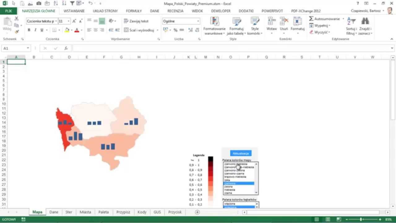 Mapa Polski Excel (odc. 28) - Jak utworzyć kartodiagram kolumnowy z ...
