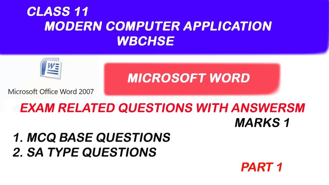 Microsoft Word | Exam related Questions with Answers | class 11 ...