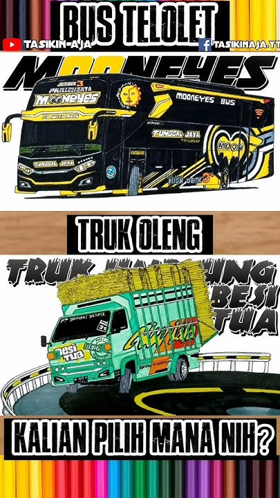 menggambar bus Telolet vs truk oleng - YouTube