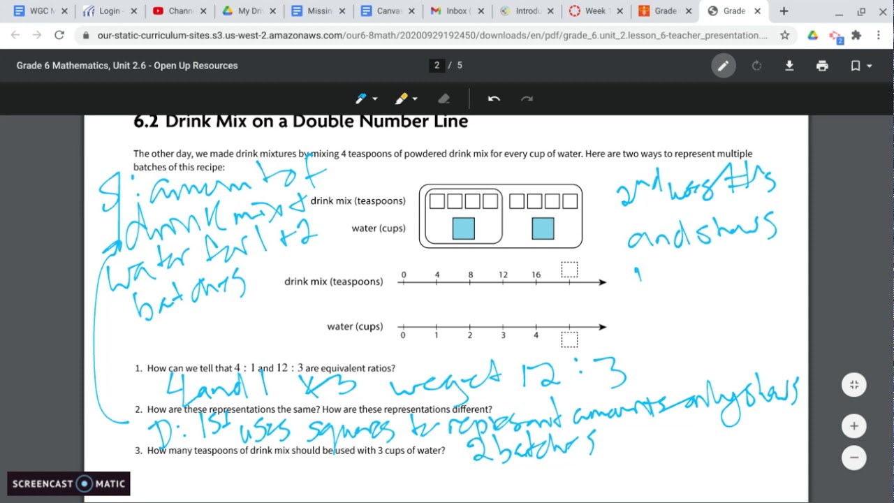 Week 13 6th Xcel 6.2.6 Introducing Double Number Line Diagrams - YouTube