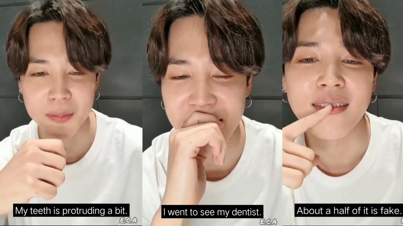 BTS Jimin talks about his protruding tooth on his Vlive. - YouTube