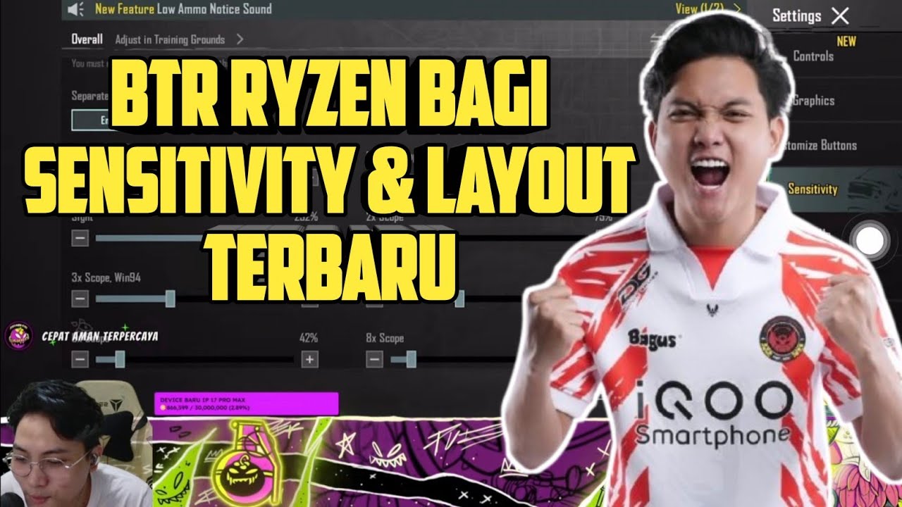 BTR RYZEN BAGI SENSITIVITY & KODE LAYOUT TERBARU - PUBG MOBILE - YouTube