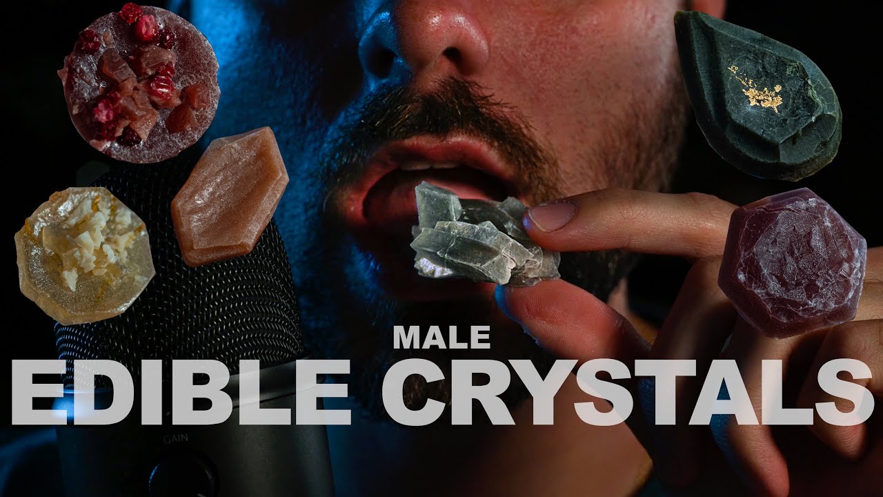 ASMR Male Edible Crystals Eating - Mouth Sounds - Beard ASMR - YouTube